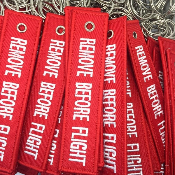 30PCS/PACK Remove Before Flight Key Chain Luggage Tag Zipper Embroidery ...