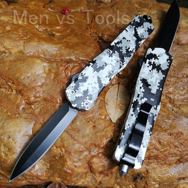 Tactical Spring Assist Stainless Steel Fixed Blade Knife Army Black ...