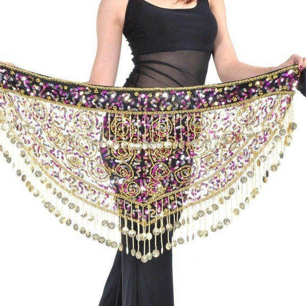 Women Girl Belly Dancing Costume 150 Coins Chain Belly Dance Skirt ...