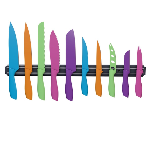 Classic Cuisine 10 Piece Multi Colored Knife Set with Magnetic Bar for ...