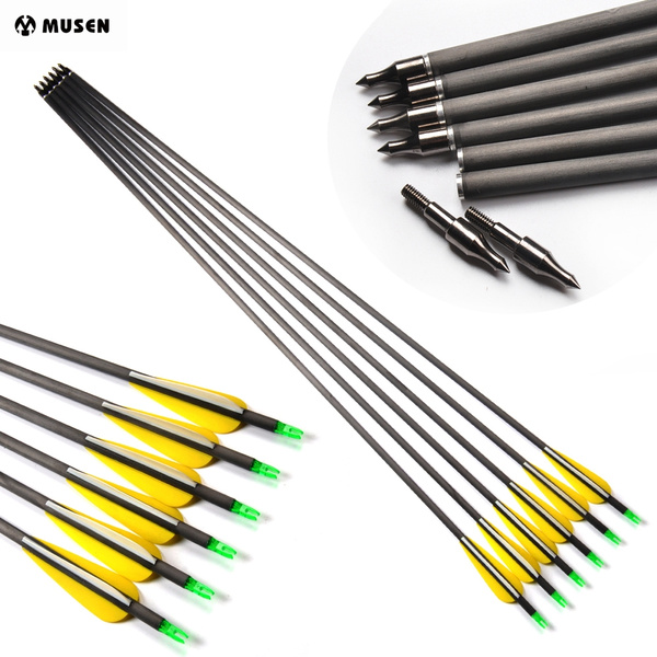 6/12pcs 30" Carbon Arrow for Compound Bow Recurve Longbow Archery with ...