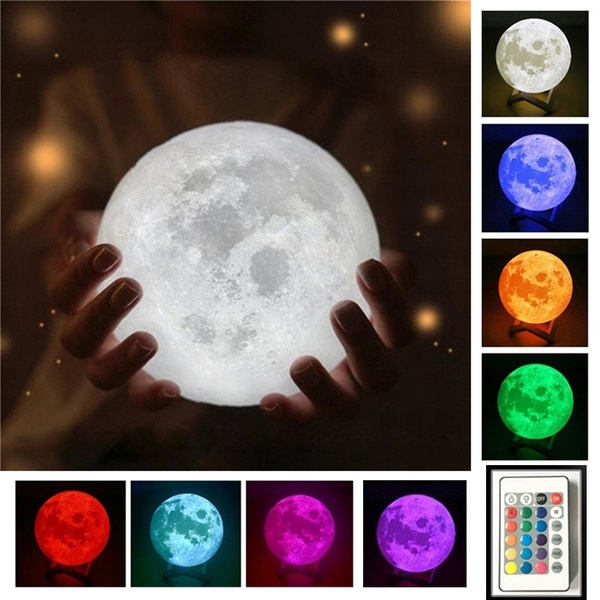 16 Colors Changing Remote Control Night Light Touch Sensor EAF 3D USB ...