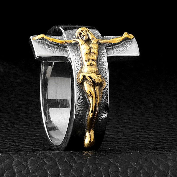Punk Rock Titanium Steel Silver Gold Antique Vintage Crucifix ...