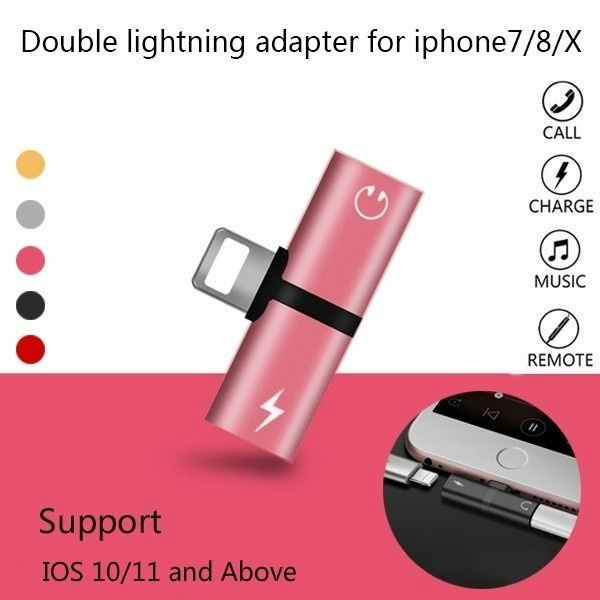 IPhone Accessories Dual Lightning Splitter Adapter Headphone Audio ...