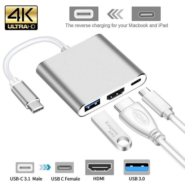 USB Type C Hub HDMI 4K Adapter USB-C to Converter with 3.0 USB and 3.1 ...