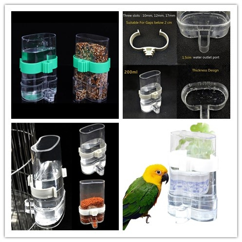 Automatic Bird Pet Drinker Food Feeder Waterer Clip For Aviary Cage ...