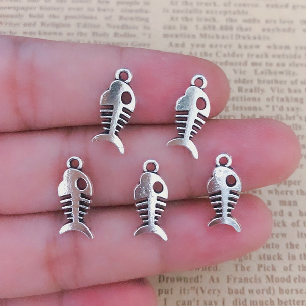 36pcs Charms Fishbone Pendant,Antique Silver Tone 17 × 7mm,DIY Handmade ...