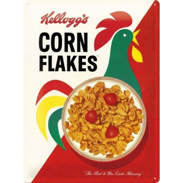 Kellogg's Corn Flakes Large Embossed Vintage Retro Metal Tin Sign ...