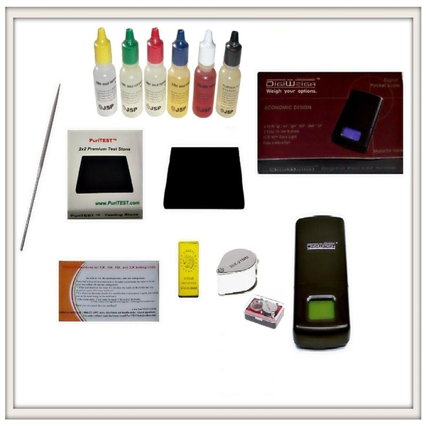 Gold Silver Acid Testing Kit Electronic Tester Digital Scale14K Loupe ...