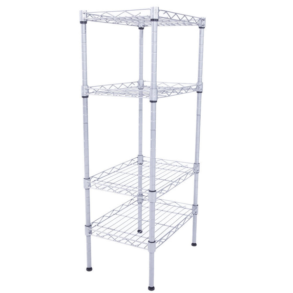4 Layer Shelf Wire Shelving Rack Shelf Adjustable Unit Garage Kitchen ...