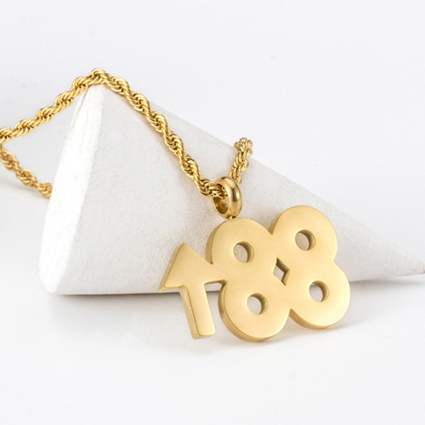 Hip Hop Rich Brian 88 Rising Pendant Silver Gold Stainless Steel Link ...