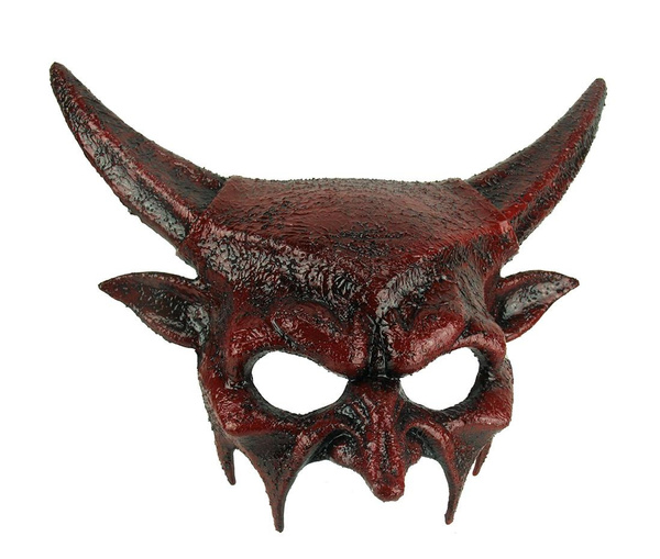 Dark Demon Adult Halloween Red Horned Devil Costume Mask | Wish