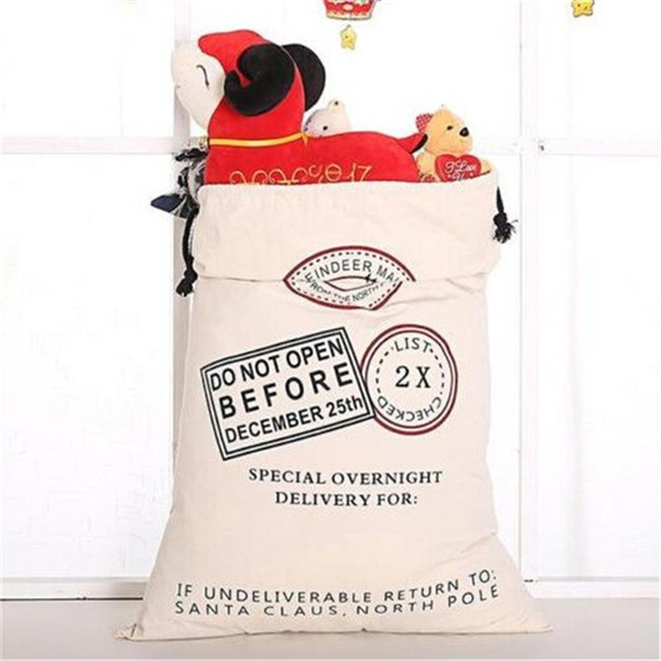 New Santa Sacks Christmas Supplies Santa Claus Reindeer Drawstring Gift ...