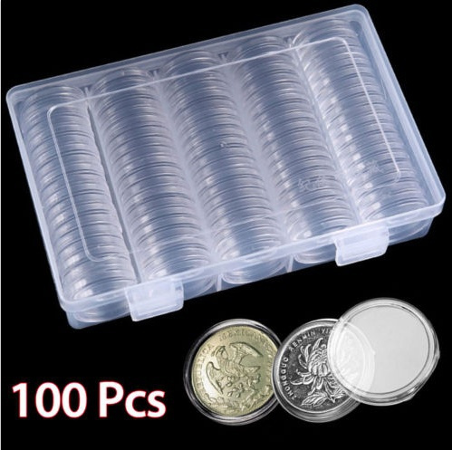 Hot 30mm Clear Round Coin Cases Capsules Container Holder Plastic ...