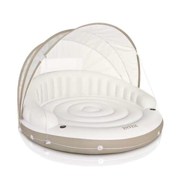 Intex 78 x 59 Inflatable Pool Canopy Island Lounge Raft w/ Sun Shade (2 ...