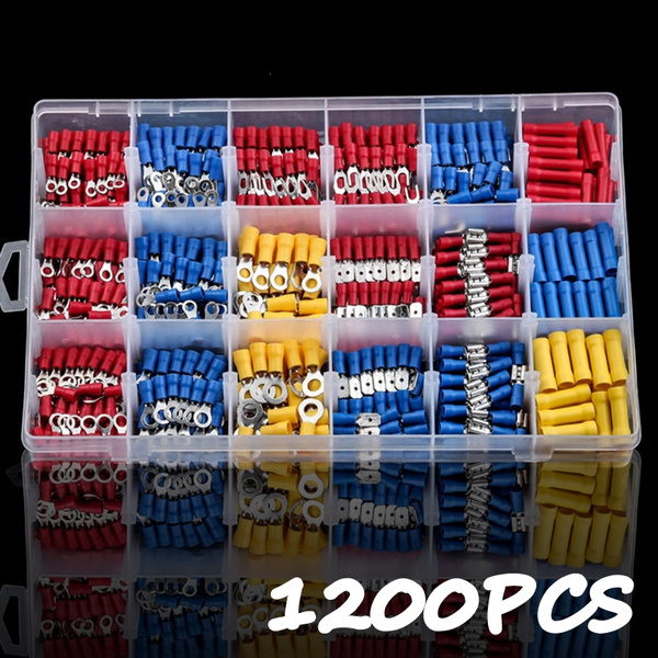 1200pcs Insulated Electrical Wiring Connectors Set Assorted Wire Crimp ...