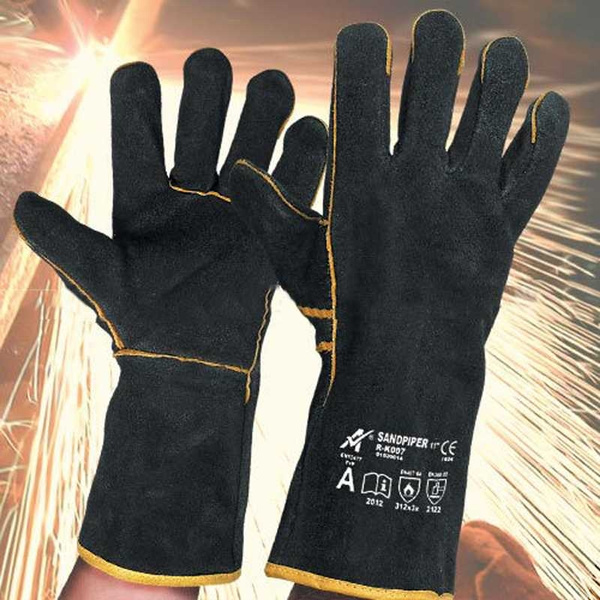 1 Pair New Heavy Duty Black Mig Welding Gloves Gauntlets Welders ...