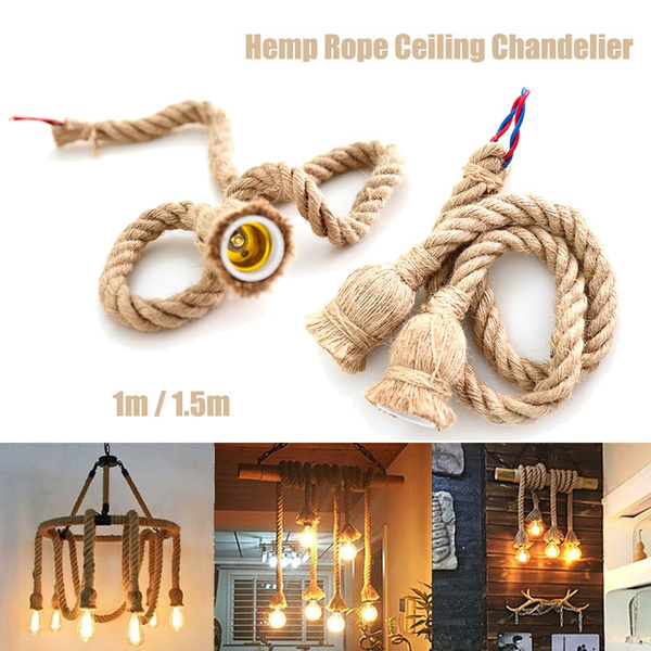 Hemp Rope Electric Wire Cord for DIY E27 Bulb Pendant Light 1m | Wish