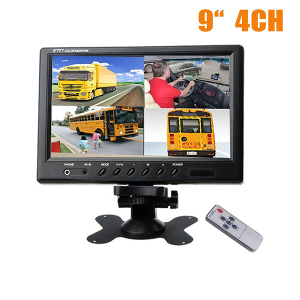 Vehicle Car Rear View 9" LCD Monitor 4CH RCA Quad Split Screen For Bus ...
