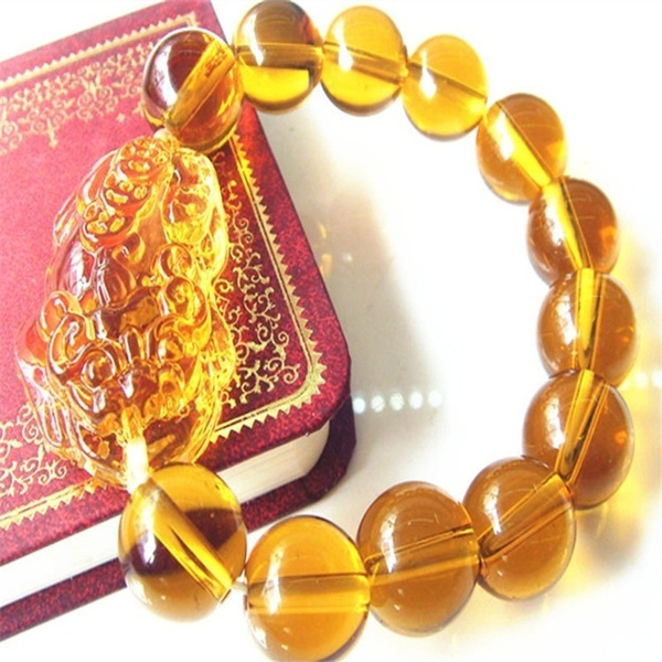 Yellow Glass Pi Yao/ Pi XIU Beads Bracelet for Good Luck and Fortune | Wish