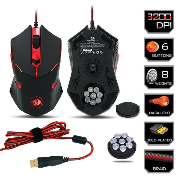 6 Buttons Weight Tuning M601 CENTROPHORUS-3200 DPI Gaming Mouse for PC ...