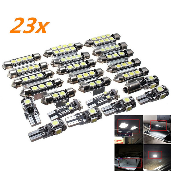 GZDL 23 Pieces LED White Car Inside Light Kit Dome Trunk Mirror License ...