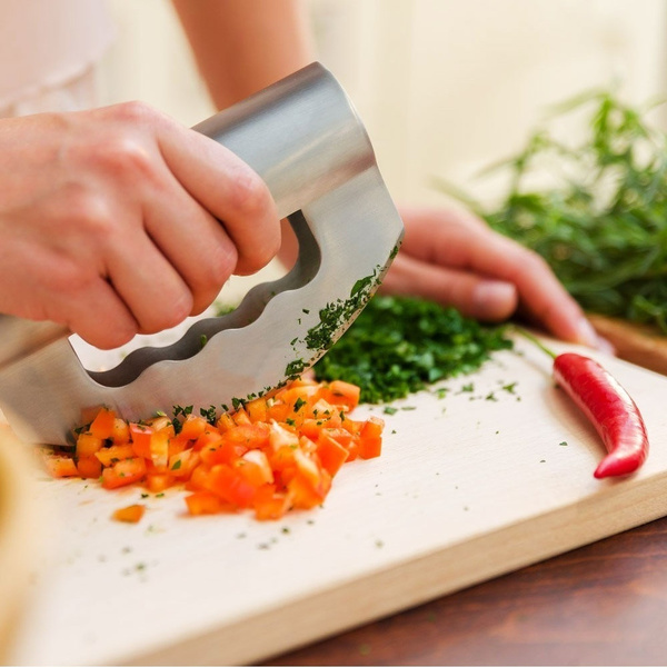 Mezzaluna Chopper - Mezzaluna Knife - Double Blade - Stainless Steel ...