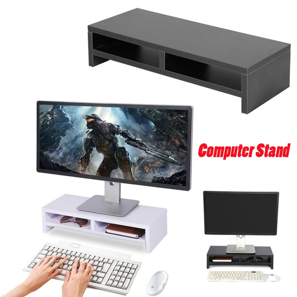 LED LCD TV Wooden Monitor Stand Computer Screen Riser Shelf Desktop ...