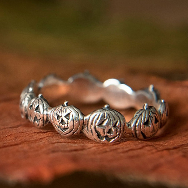 Creative Fashion Halloween Plated Pumpkin Shape Ring Halloween ...
