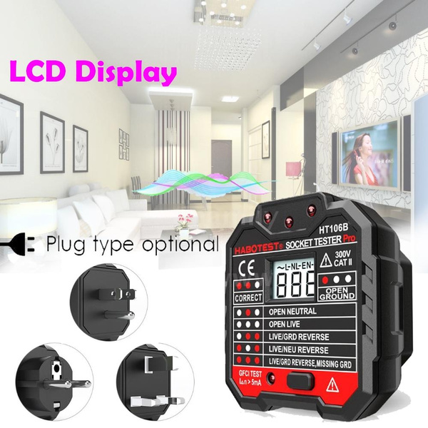HABOTESE Advanced GFCI Electric Socket Tester Automatic Neutral Live ...
