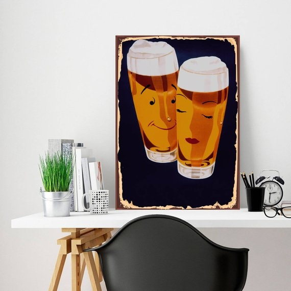 Beer Signs, Vintage Style Beer Sign, Ice Cold Beer Served Here, Home ...