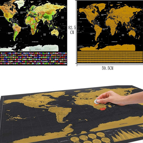 Funny Deluxe Scratch Off World Map Travel Tracker Poster Gift | Wish