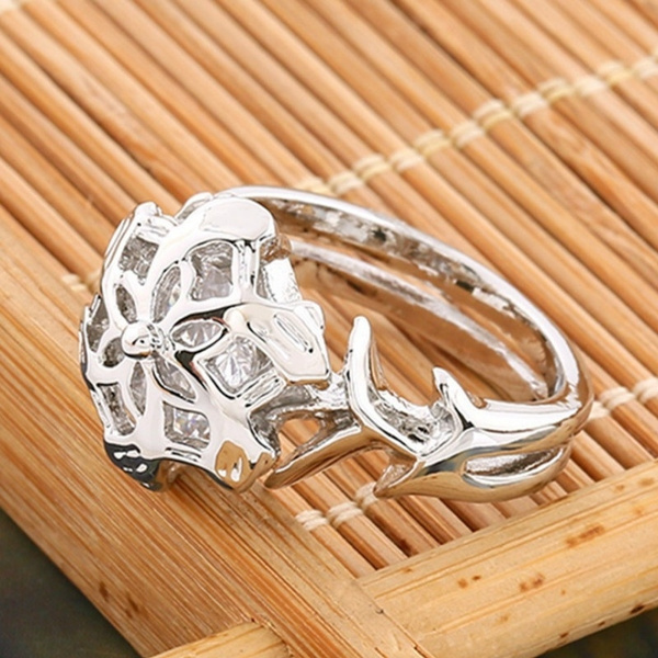 The Lord of the Rings Galadriel Nenya Ring 18KT White Gold Plated CZ Women s Wedding Ring Size6 10