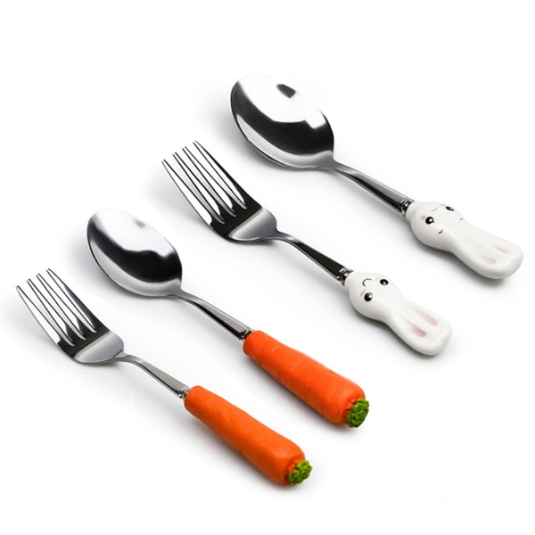 2pcs Cartoon Cutlery Set Children Dinnerware Set Stainless Steel ...
