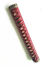 REAL Rayskin Handle Tsuka Red Leather for Japanese Samurai KATANA ...