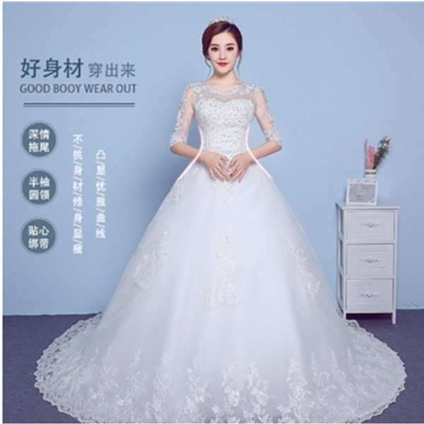 New Round Colar Lace Wedding Dress Bridal Gown | Wish