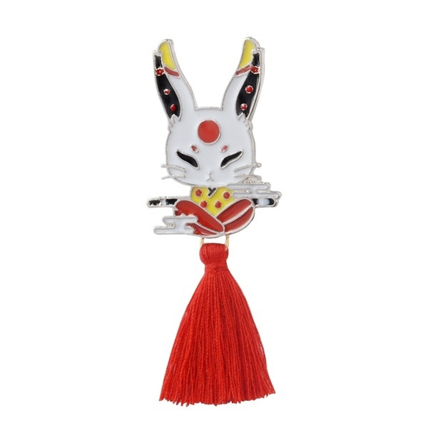 Kitsune Pin Japanese Deer Rabbit Snake Fox kabuki Ninja Mask with Red ...