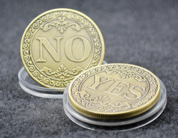 YES & NO Commemorative Decision Coin Bronze Pattern Front and Back ...
