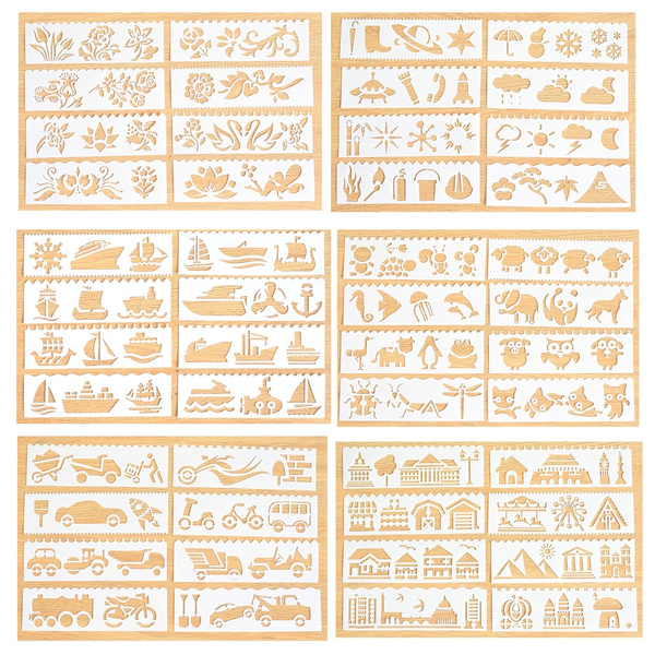 8 PCS/set DIY Craft Letters Hollow Ruler Bullet Journal Stationery ...