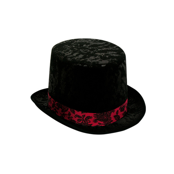 Forum Deluxe Velour Gothic Vampire Cosplay Top Hat, Black Red, One-Size ...