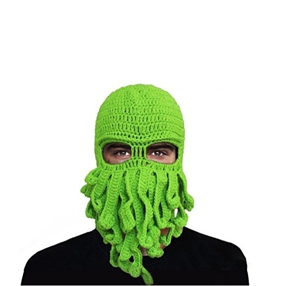 1pc Windproof Octopus Winter Warm Knitted Wool Beard Squid Beanie Hat ...