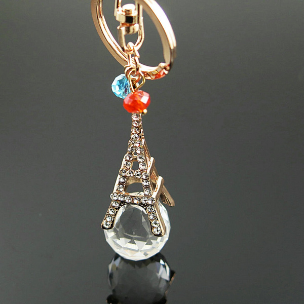Crystal Paris Eiffel Tower key chain for car Bag Pendant key ring car ...
