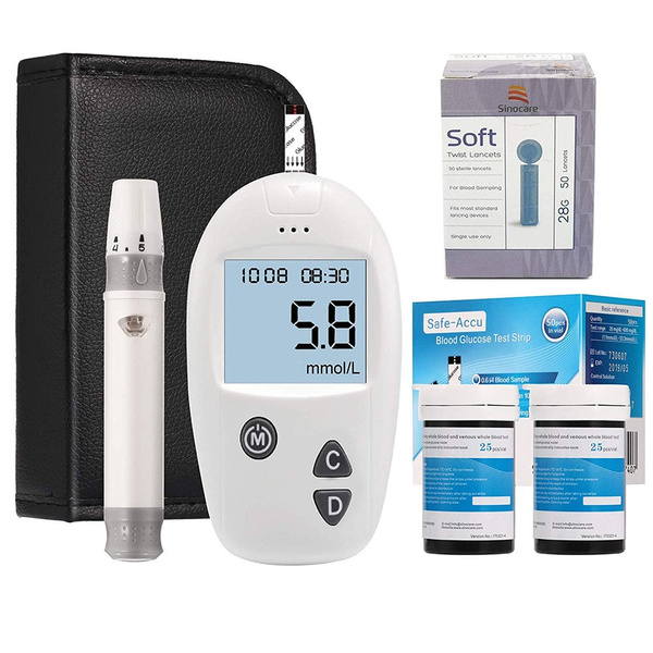 Sinocare Safe-Accu Glucose Meter &100 Test Strips Lancet Glm Exact ...
