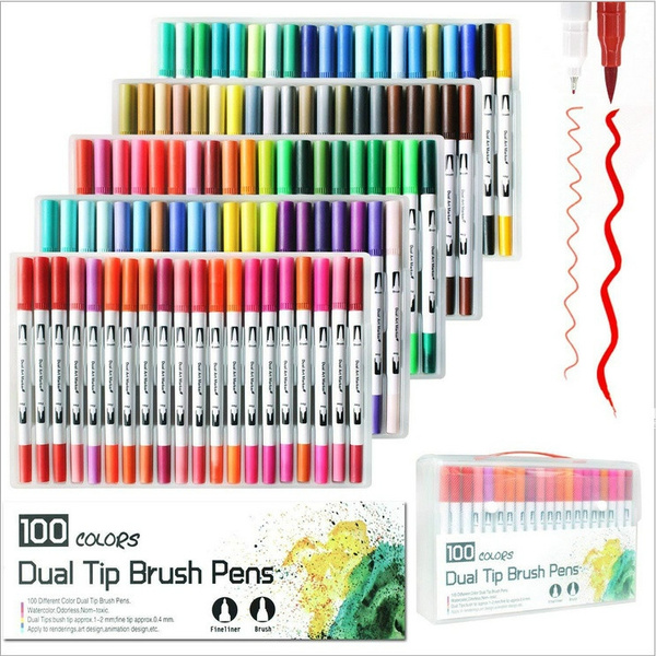 Super Markers 100 60 Unique Colors Fineliner and Brush Twin Tip Marker ...