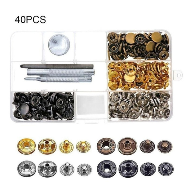 40Sets/Lot Metal Snap Buttons Snaps Press Button Fasteners DIY Fixing ...