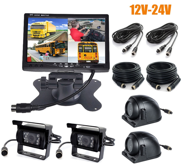 4x 4Pin IR Car Front Side Rear View Reversing Backup Parking Camera+ 7 ...