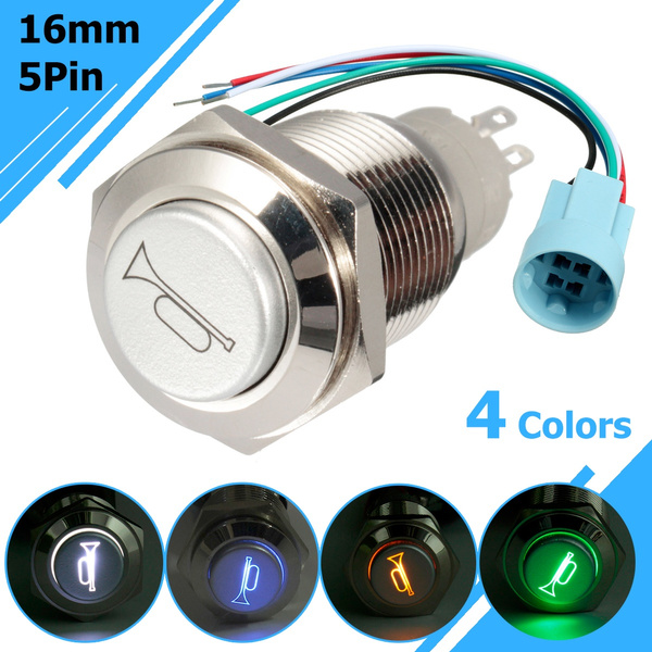 Pushbutton Switches 2Pcs 16mm Self Reset Momentary Push Button Switch 5 ...
