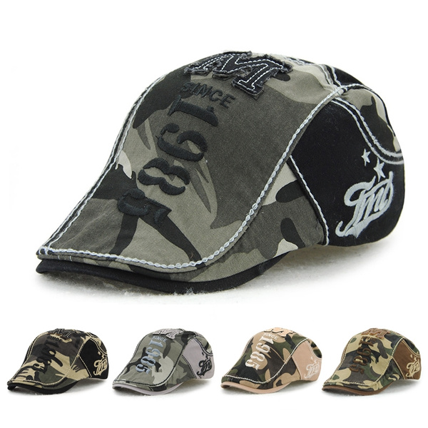 New Men Women Camouflage Newsboy Cap Branded Boinas Cabbie Hat Baker ...