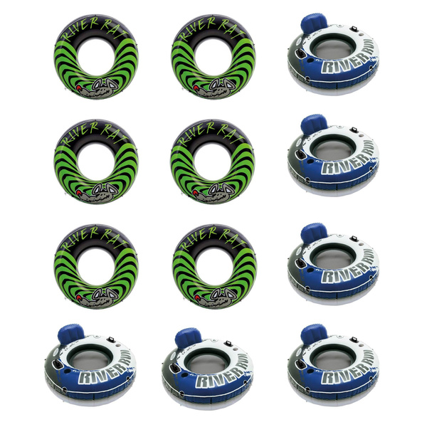 Intex River Rat 48 Inch Inflatable Tube (6 Pack) and River Run Tube ...