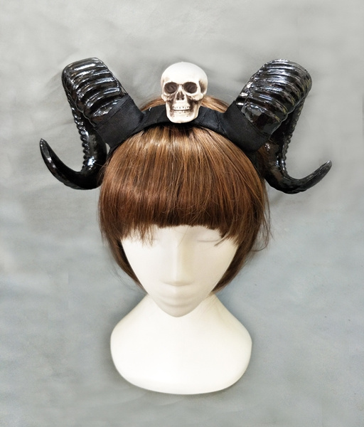 White Black Antler Gothic Hair Headpiece Skull Headband Devils gothic ...